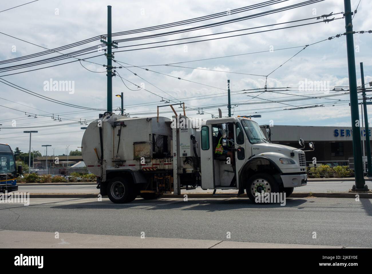 Garbage truck in Canada Stock Photo - Alamy