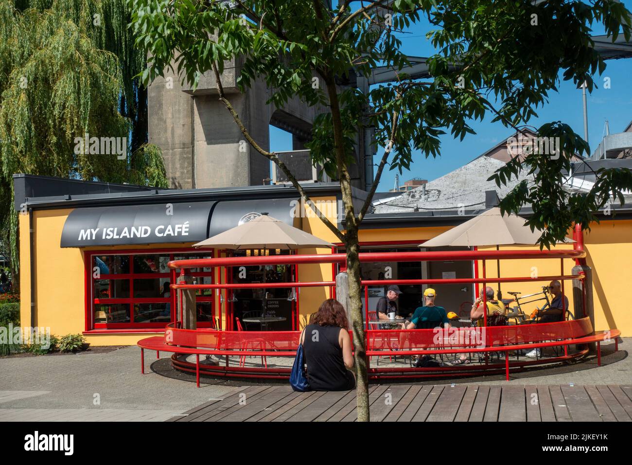 People are chilling at My Island Cafe in Granville Island Vancouver, BC ...