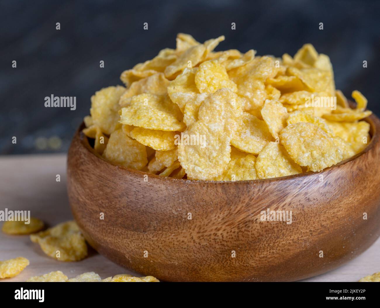 dry breakfast corn flakes of yellow color, preparation of corn dry ...
