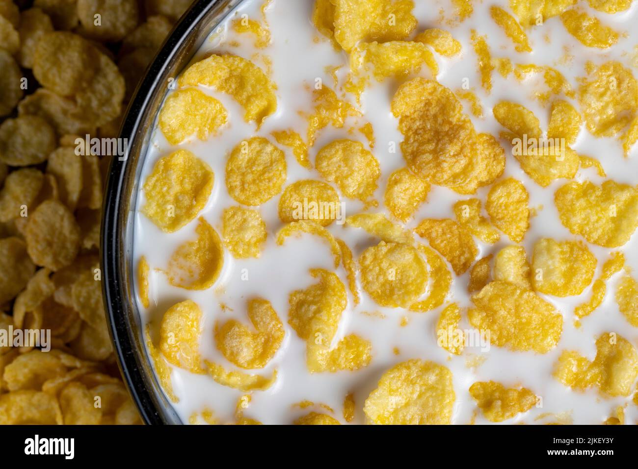 dry breakfast corn flakes of yellow color, preparation of corn dry ...