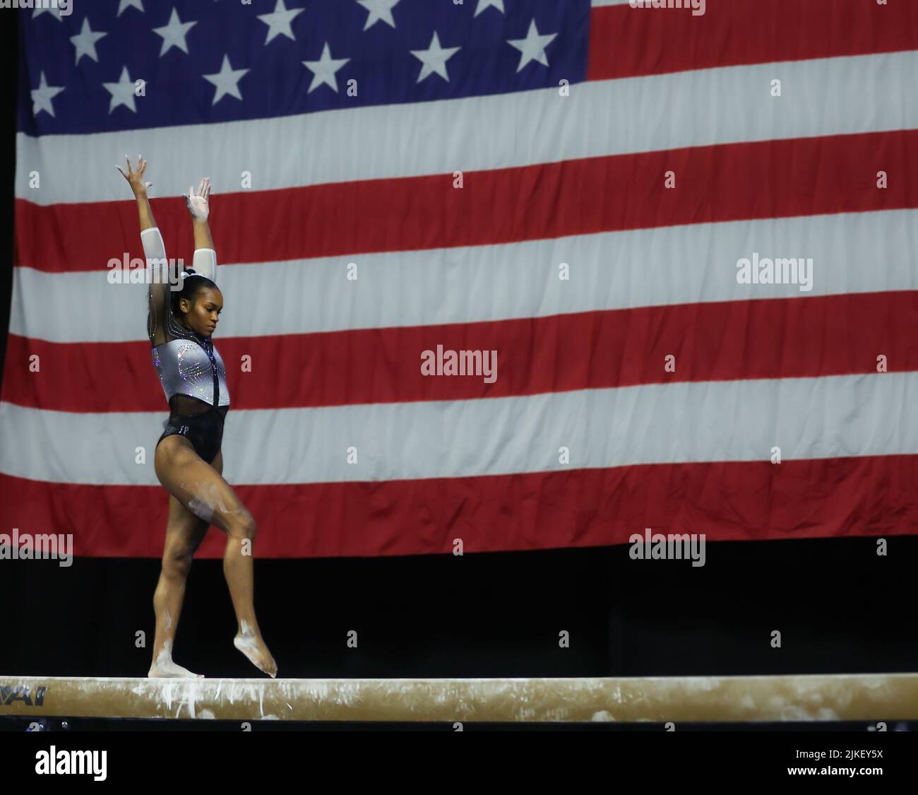 July 30, 2022: Shilese Jones of Ascend competes on the balance beam ...