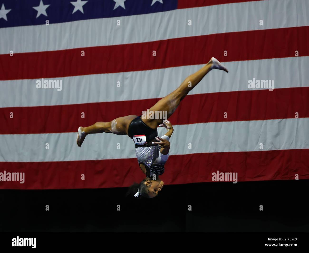 July 30, 2022: Shilese Jones competes on the balance beam during the ...