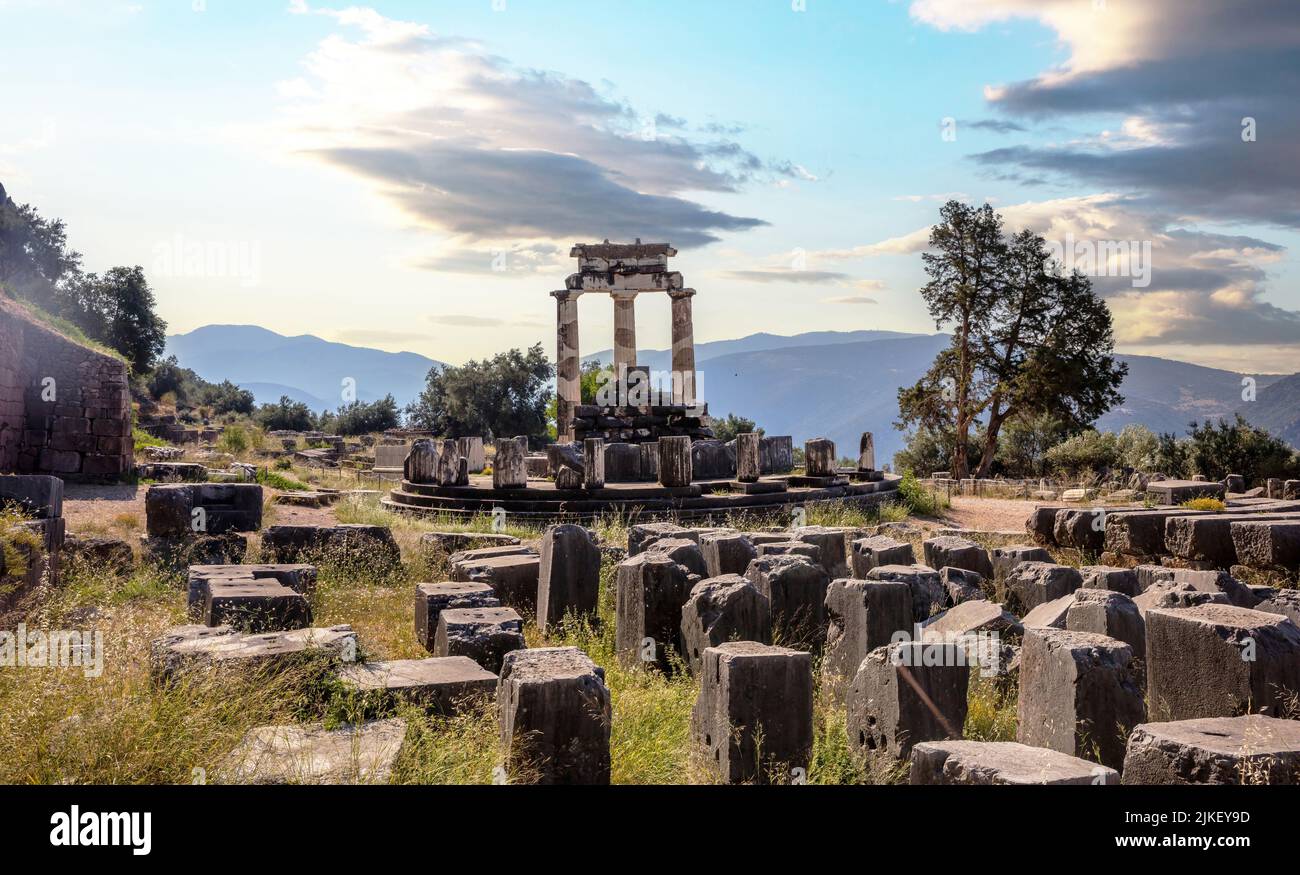 Delphi Greece, Archaeological Site. Ancient Greek temple stone and ...