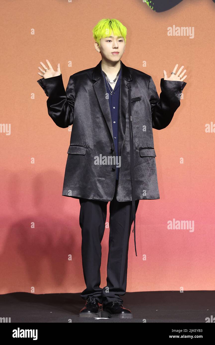 02nd Aug, 2022. S. Korean rapper Zico South Korean rapper Zico poses for a photo during a ...