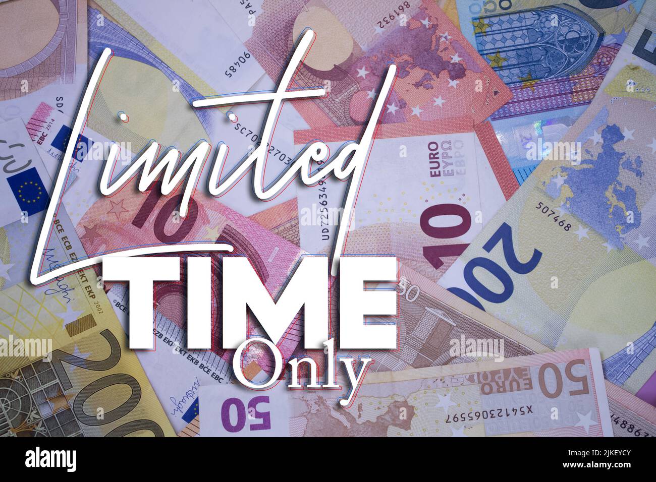 Limited Time Only word with money. Paper currency background with ...