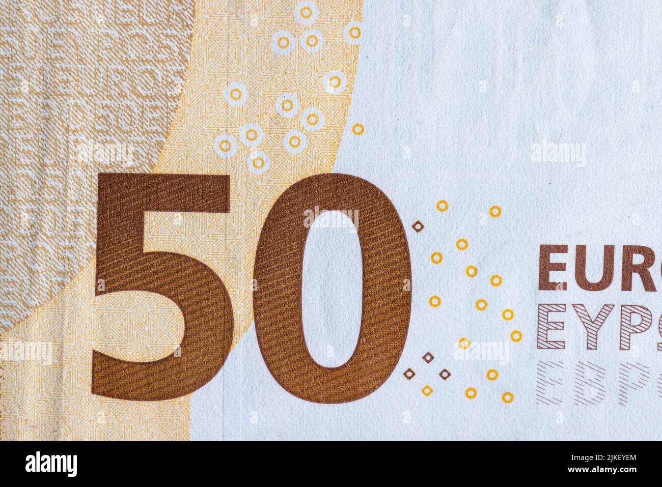 Details of fifty euro cash of the European Union, 50 euro cash in face ...