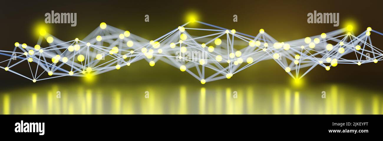 Abstract network geometric background. Glowing Dots and lines connection. Digital technology ...