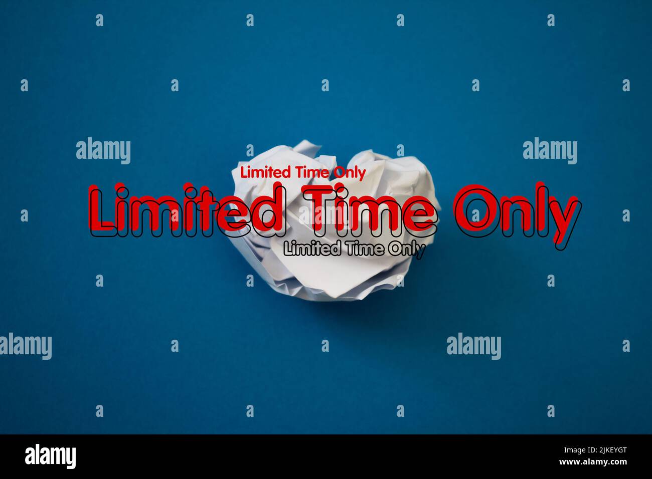 Limited Time Only text with Torn, Crumpled White Paper on colored ...
