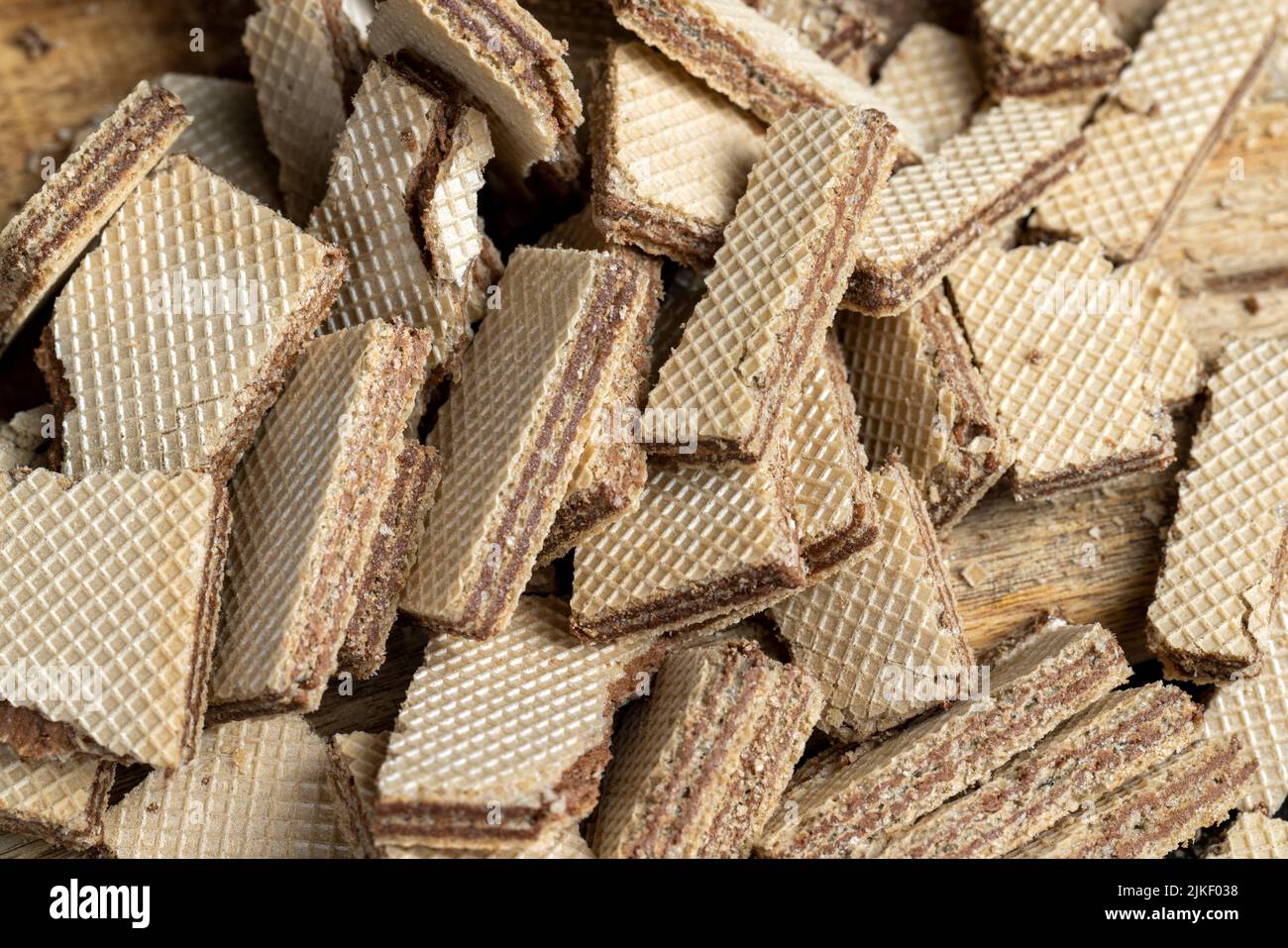 crisp fresh waffles with chocolate filling, thin multi-layered waffles ...