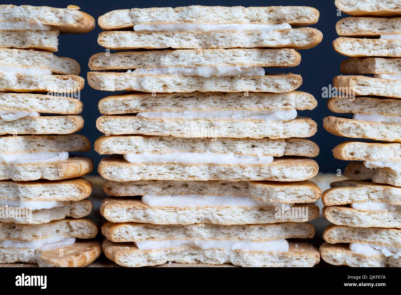 puff pastry sandwiches with cream filling, crispy fresh cookies with ...