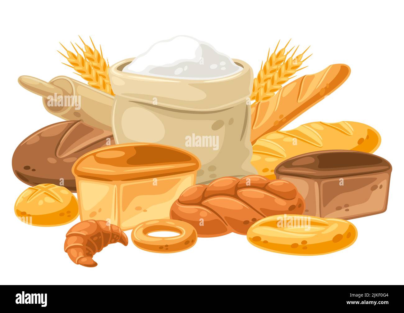 Background with bread and all for baking. Image for bakeries and ...