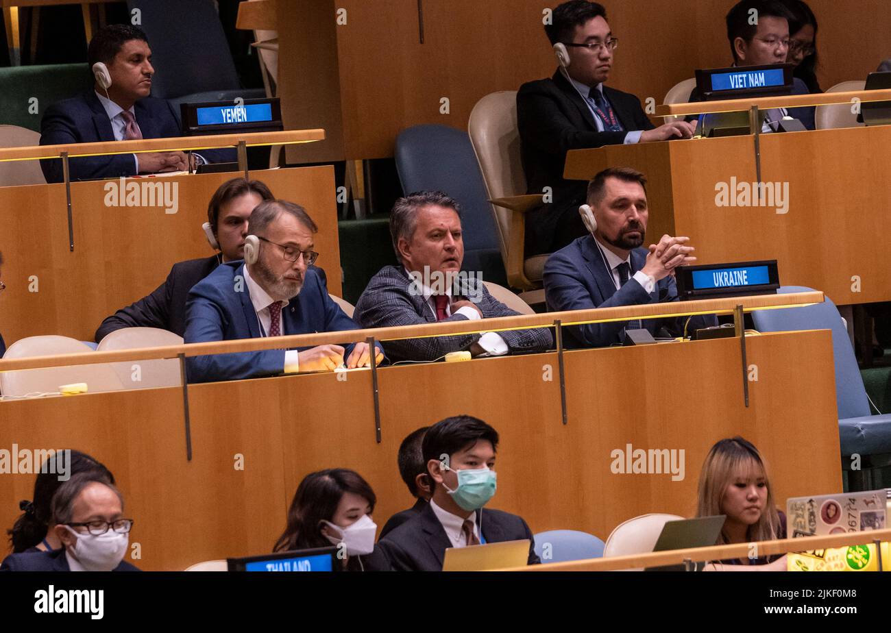 New York, NY - August 1, 2022: Ukrainian delegation attend the Tenth ...