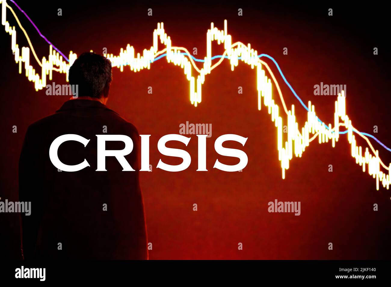 CRISIS word with the blurry background of the back view of a ...