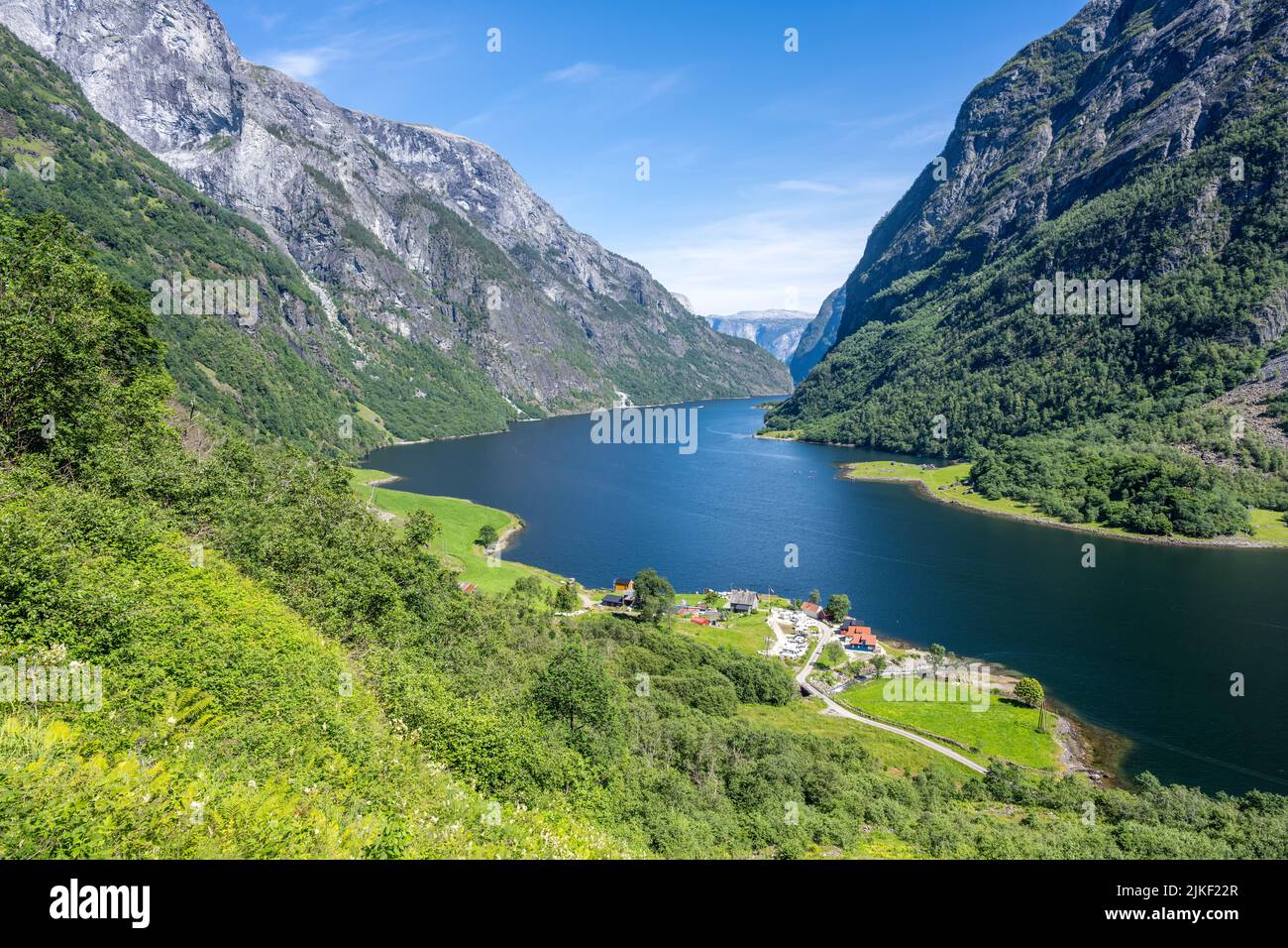 View to the famous Naeroyfjord in Norway, a UNESCO World Heritage Site ...