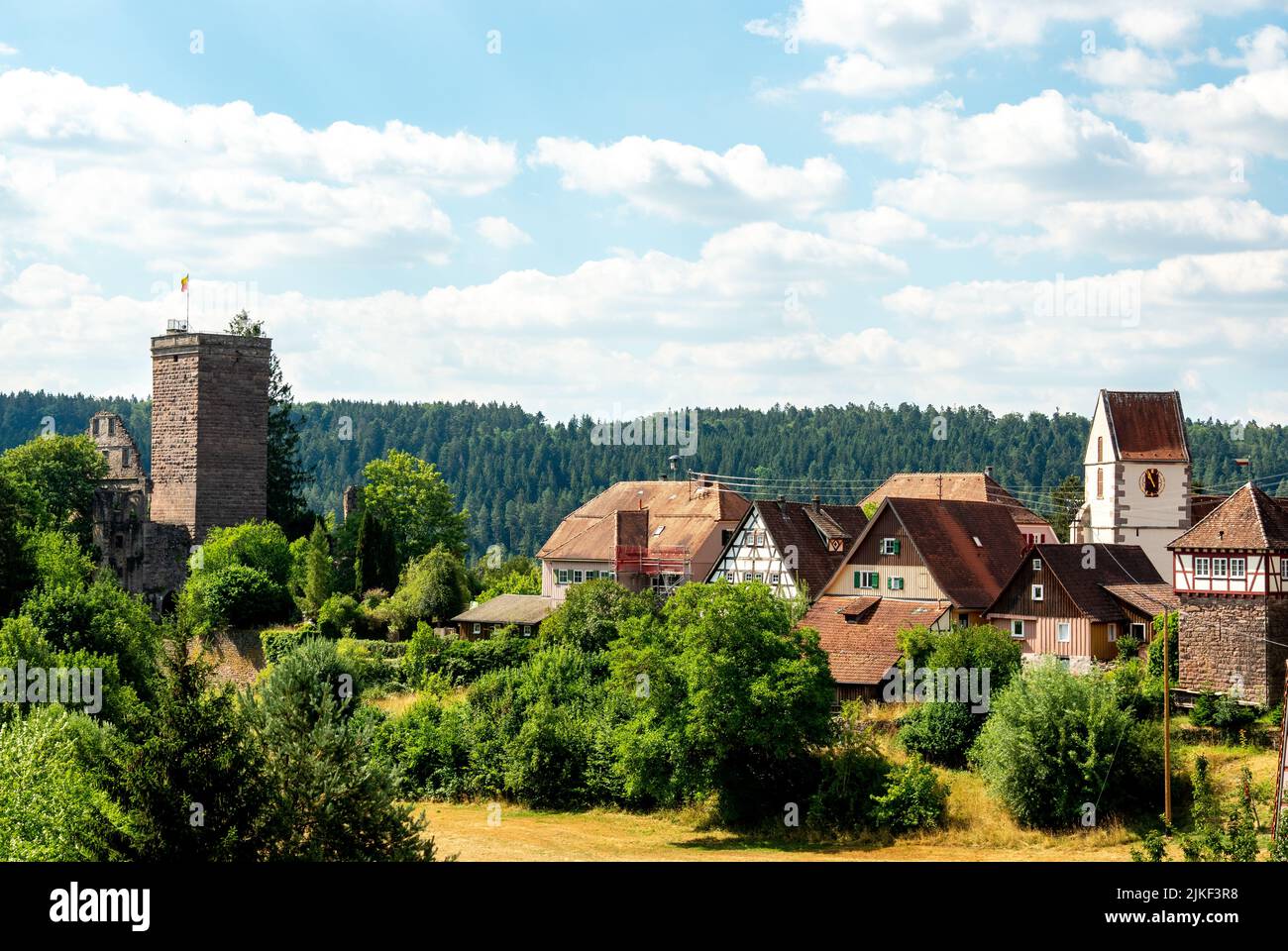 Panorama of Zavelstein with Zavelstein Castle in Summer 2022 Stock ...