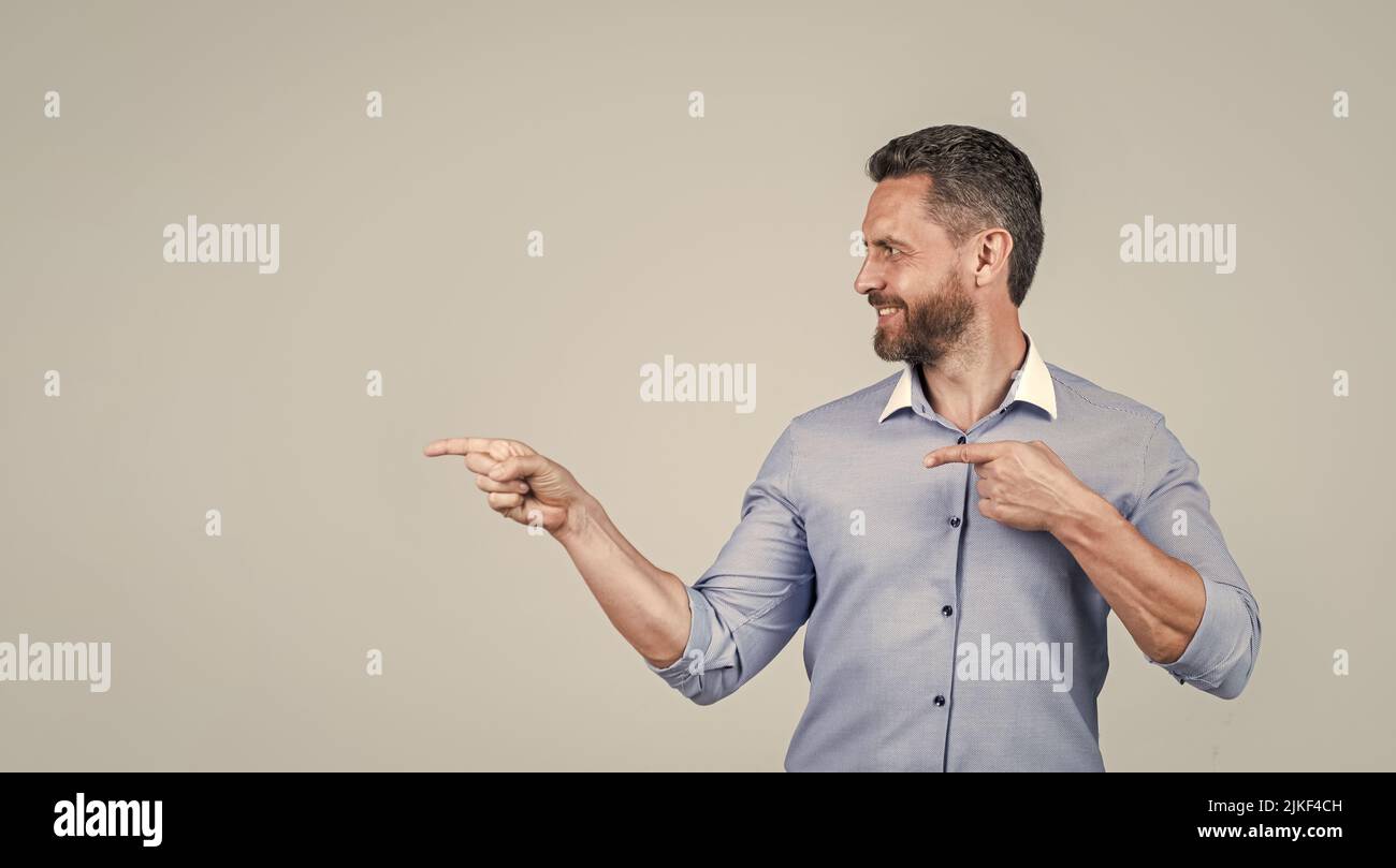 unshaven male employer in formalwear or office manager pointing finger ...