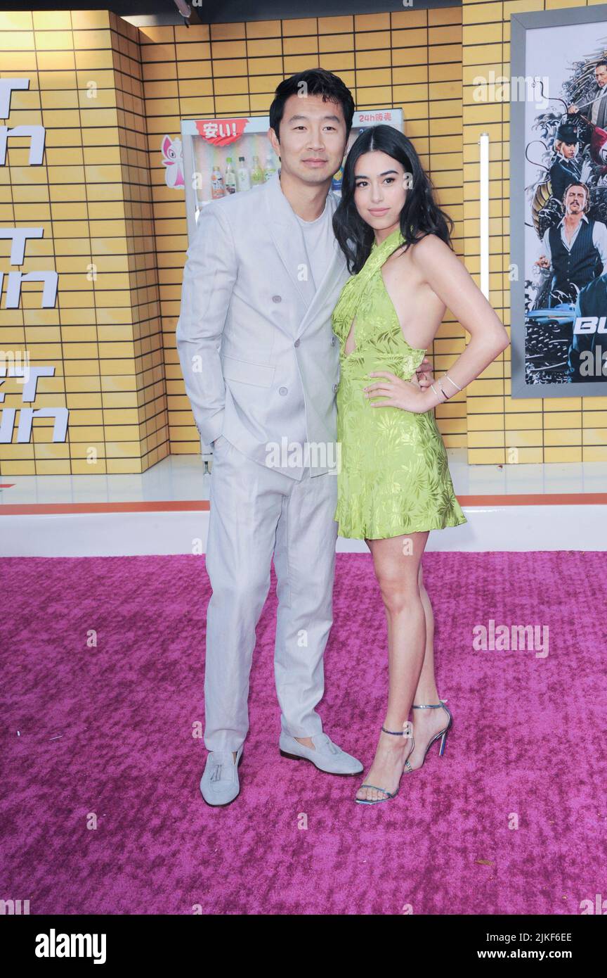 Los Angeles, CA. 1st Aug, 2022. Simu Liu, Jade Bender at arrivals for BULLET TRAIN Premiere ...