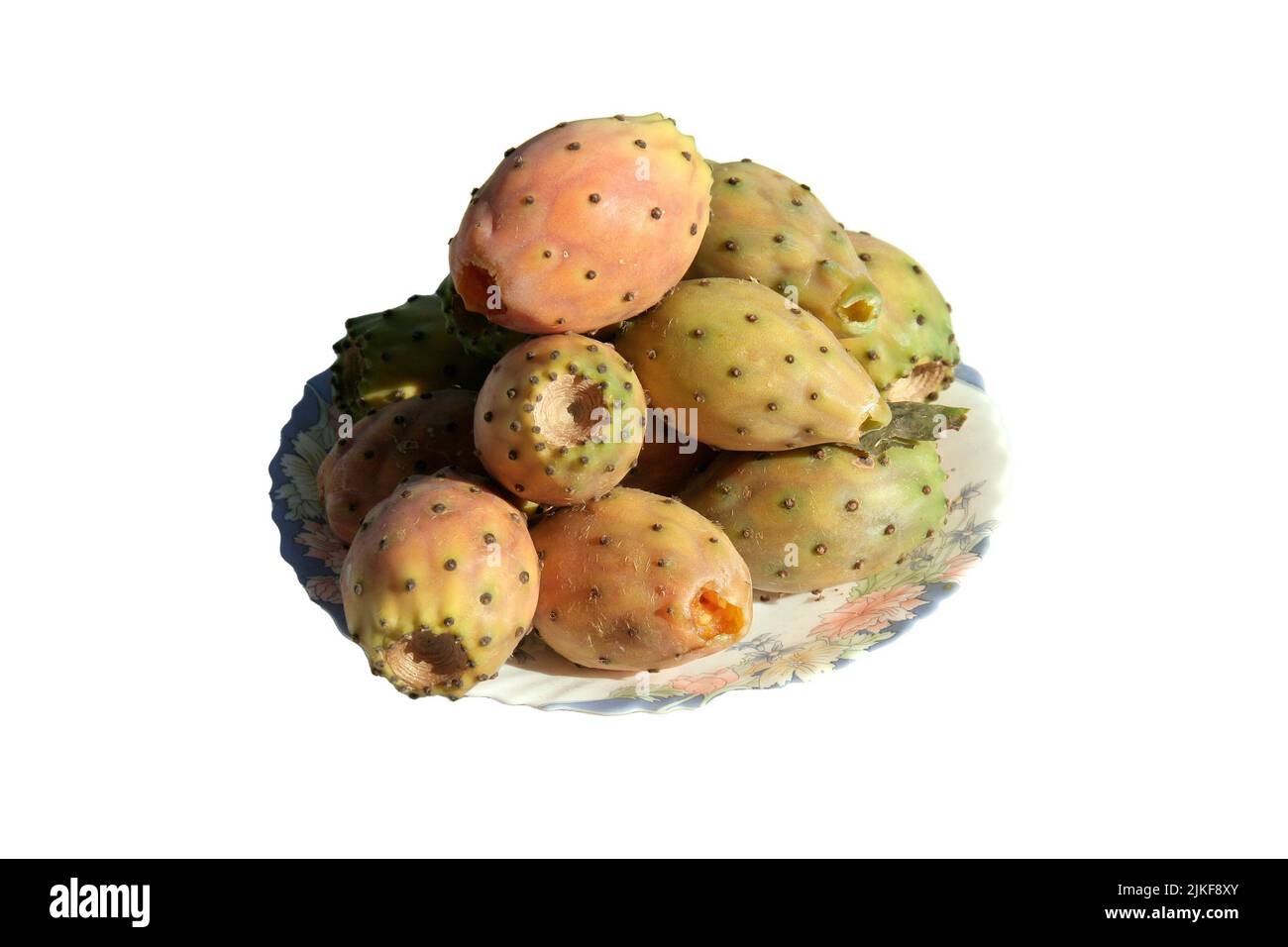 Plate full of Prickly Pears aka Cactus Fruits isolated on white Stock ...