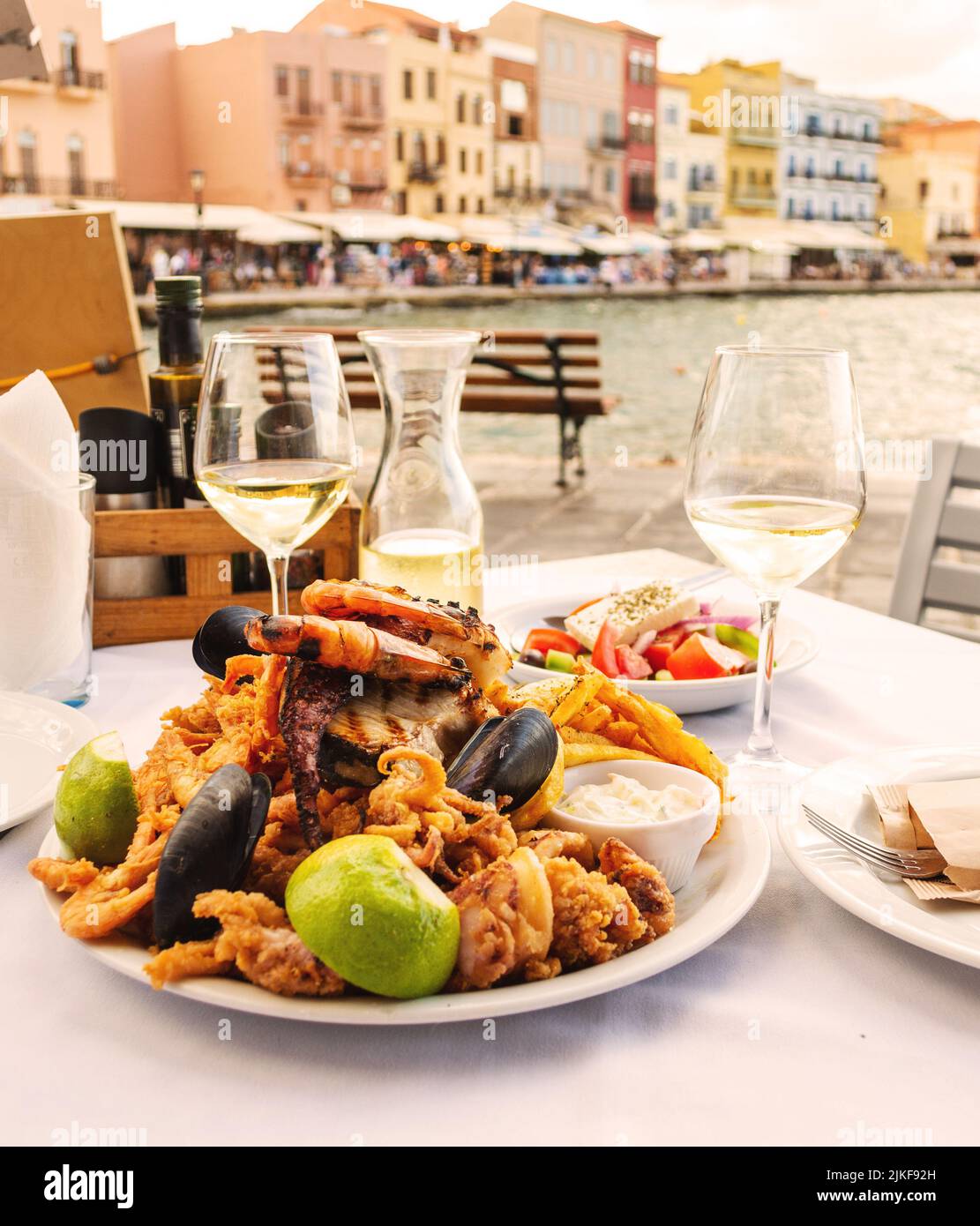 Seafood platter. Lunch by the sea, Greece, Corfu Island Stock Photo - Alamy