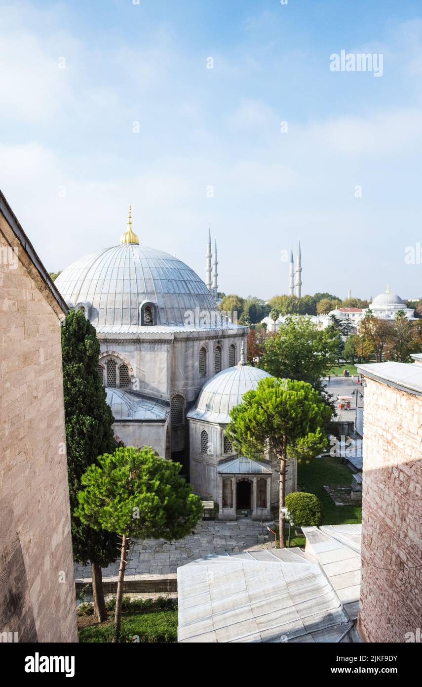 View from the window of Hagia Sophia upon The Blue Mosque at Istanbul ...