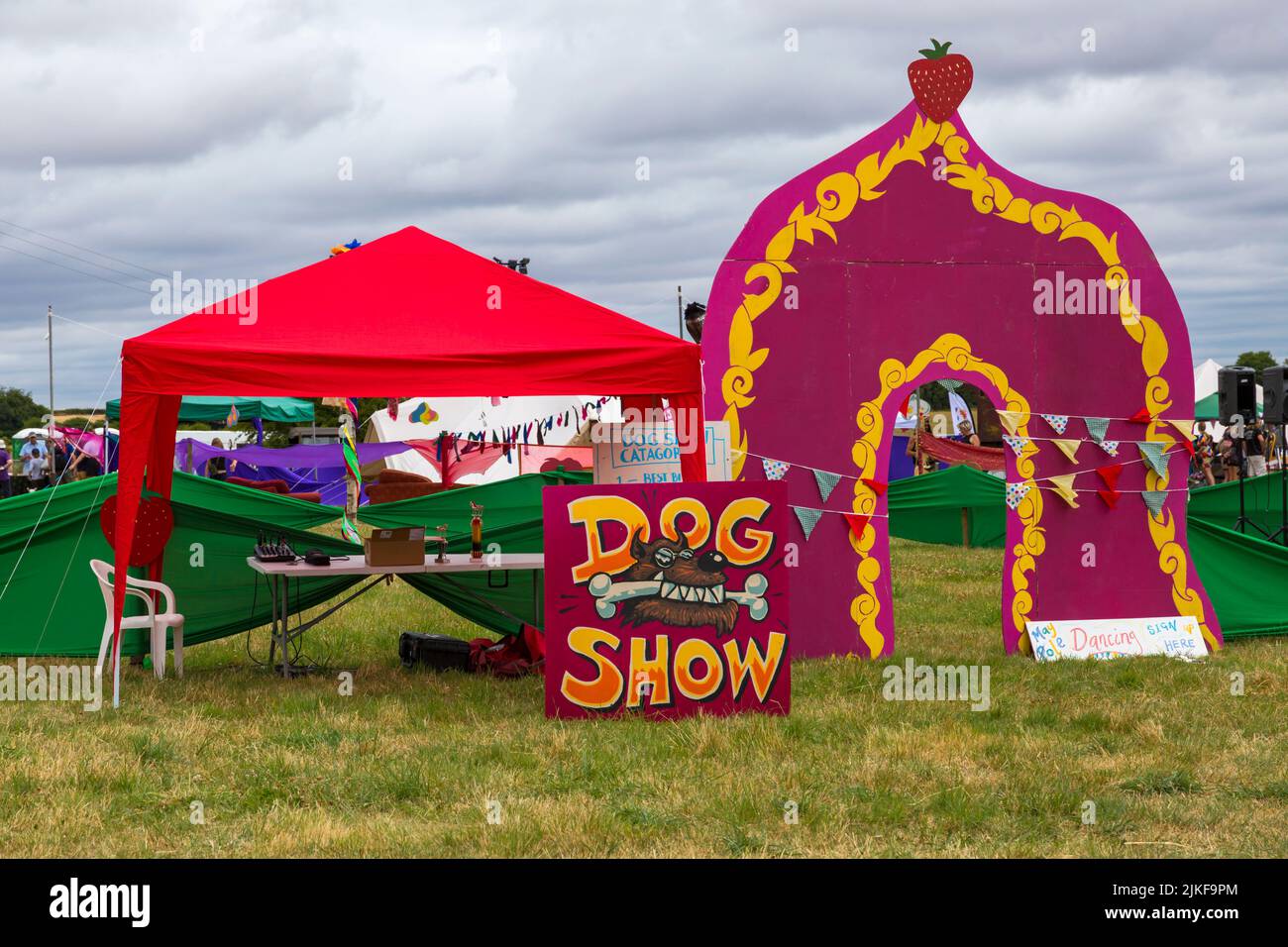Dog Show sign at Chettle Village fete, Chettle, Dorset UK in July Stock ...