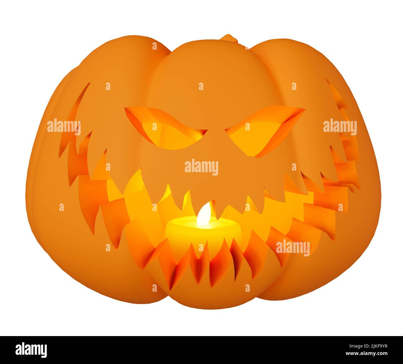 3d illustration of Halloween pumpkin inside candle glowing, Halloween ...