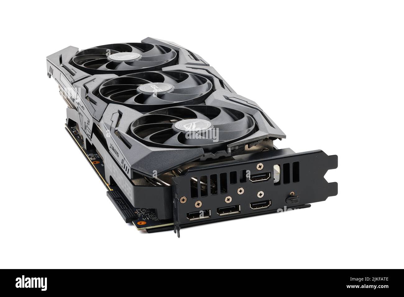 big black contemporary gaming graphics card isolated on white ...