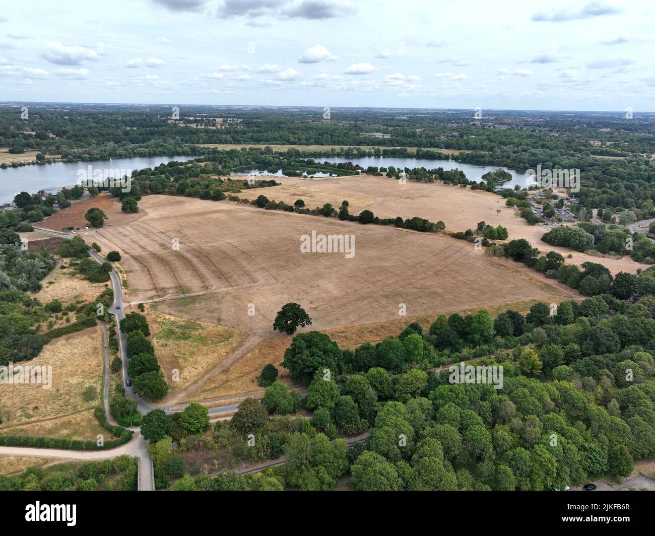Pictured dated July 28, 2022 shows parched playing fields at Nene Park ...