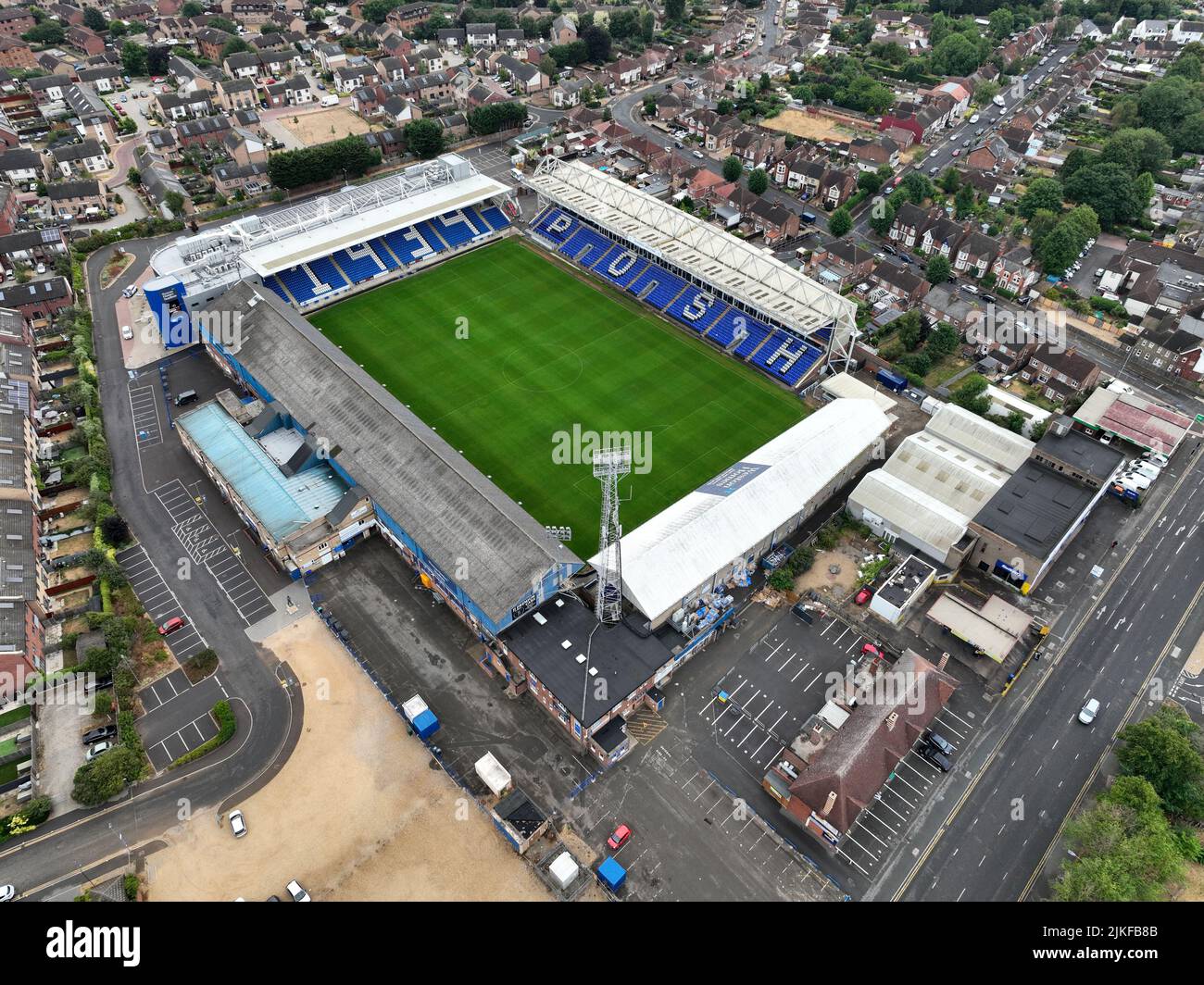 An aerial shot of the home of Peterborough United, The Weston Homes ...