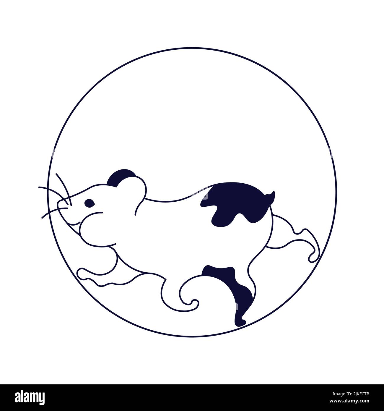 Cute hamster running on a wheel, stylized pet isolated on a white ...
