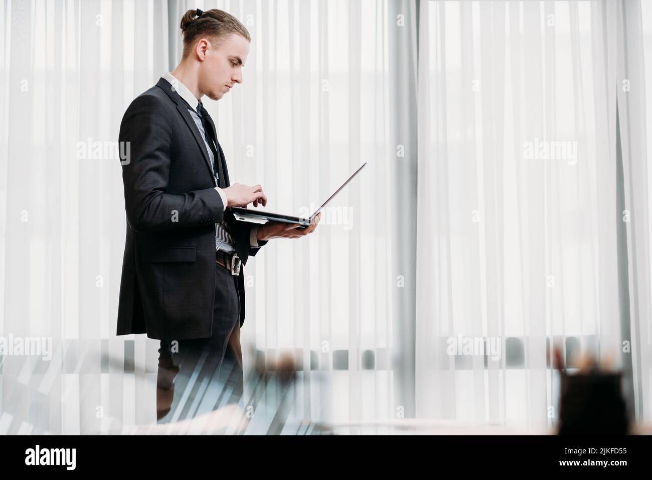 Business man working laptop document hi-res stock photography and ...