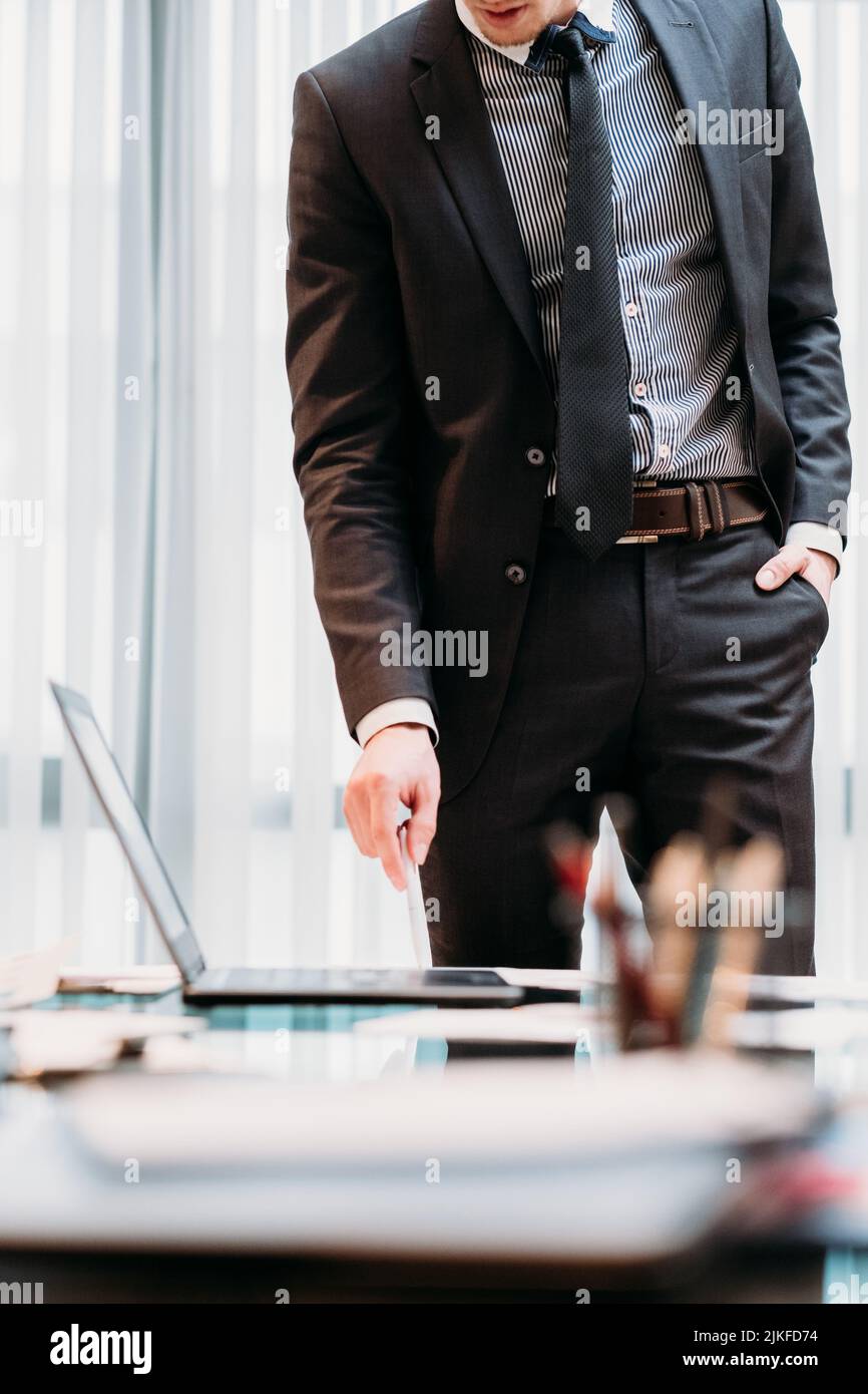 business man contemplation brain work office Stock Photo - Alamy
