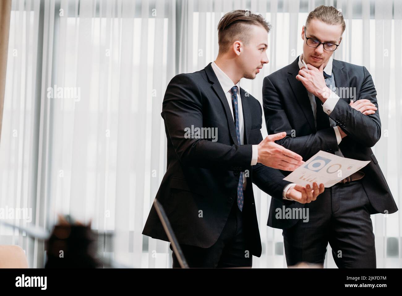 brain work thinking team communicate business men Stock Photo - Alamy