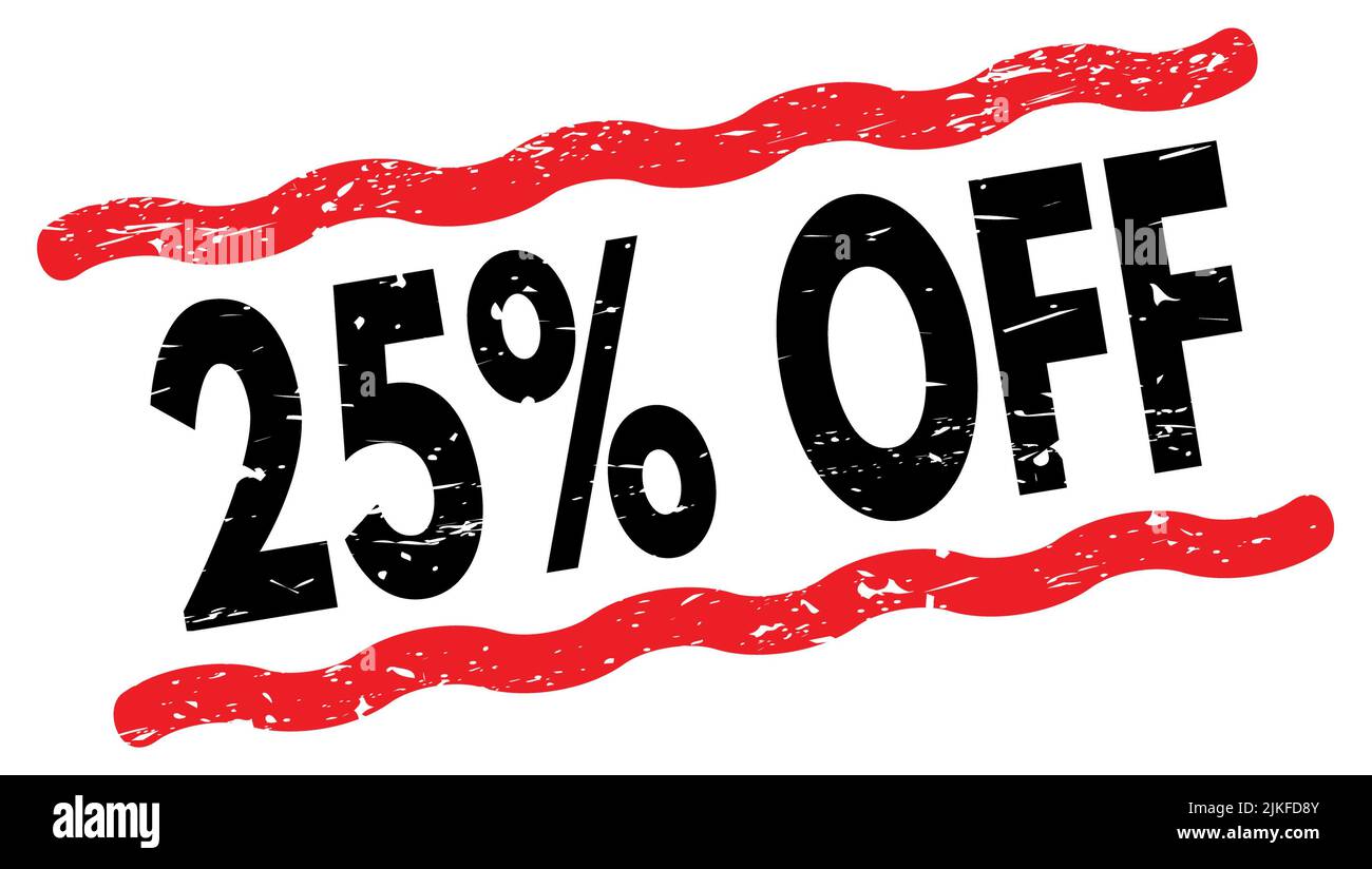 25% OFF text written on red-black lines stamp sign Stock Photo - Alamy