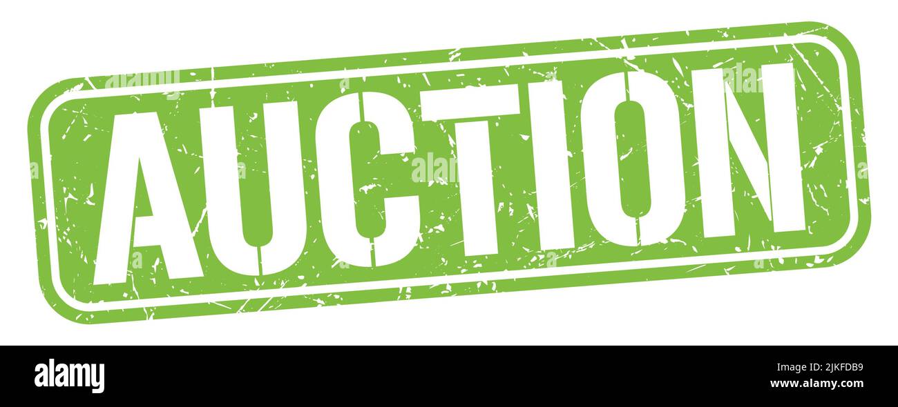 AUCTION text written on green grungy stamp sign Stock Photo - Alamy