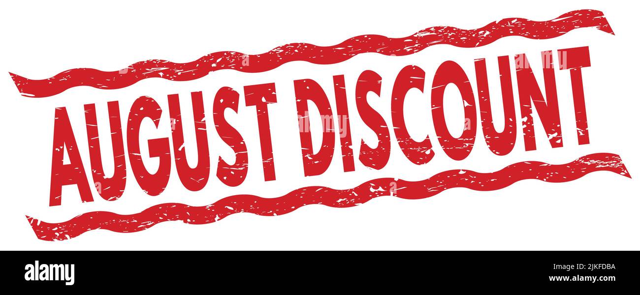 AUGUST DISCOUNT text written on red lines stamp sign Stock Photo - Alamy