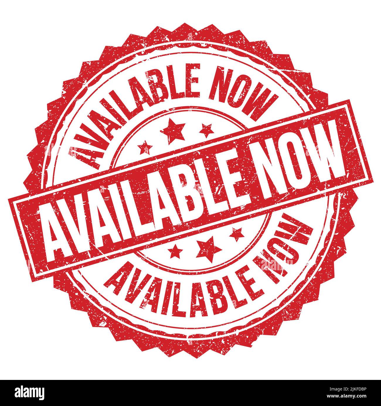 AVAILABLE NOW text written on red round stamp sign Stock Photo - Alamy