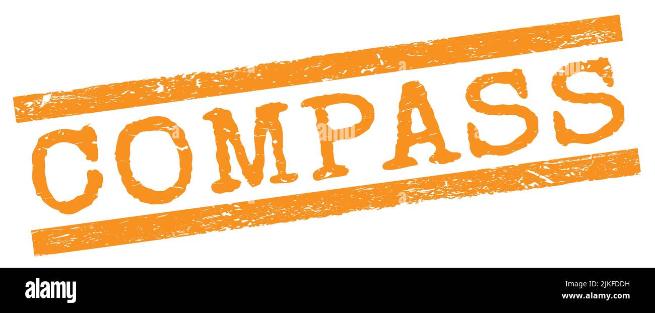 COMPASS text written on orange grungy lines stamp sign Stock Photo - Alamy