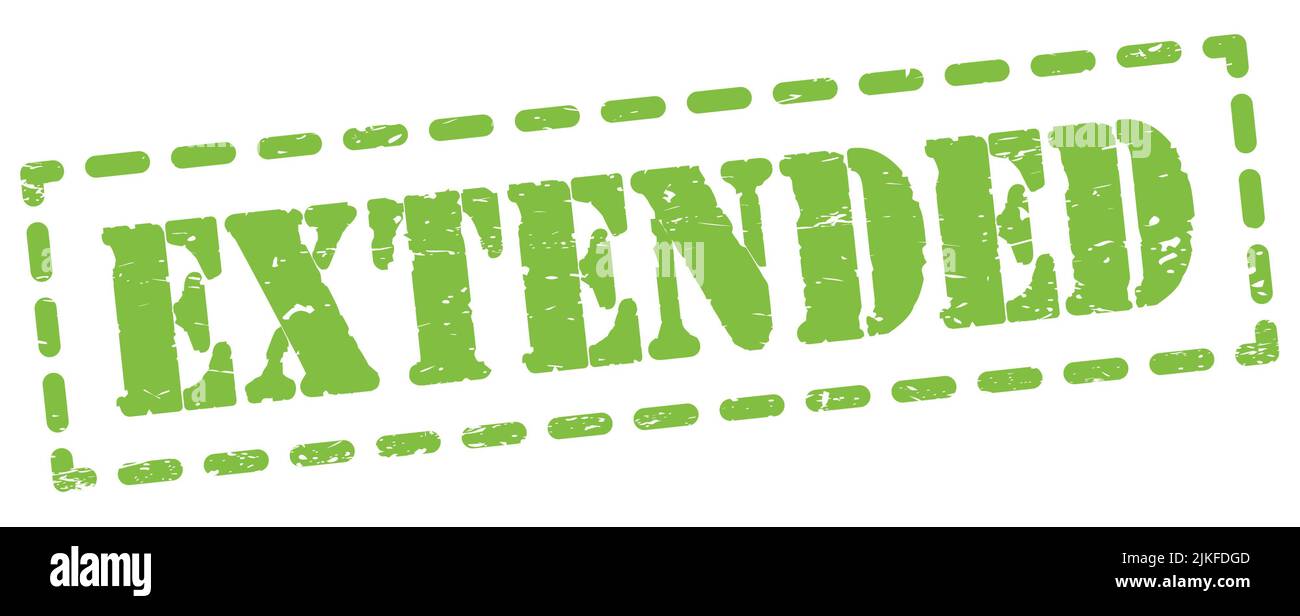 EXTENDED text written on green dash stamp sign Stock Photo - Alamy