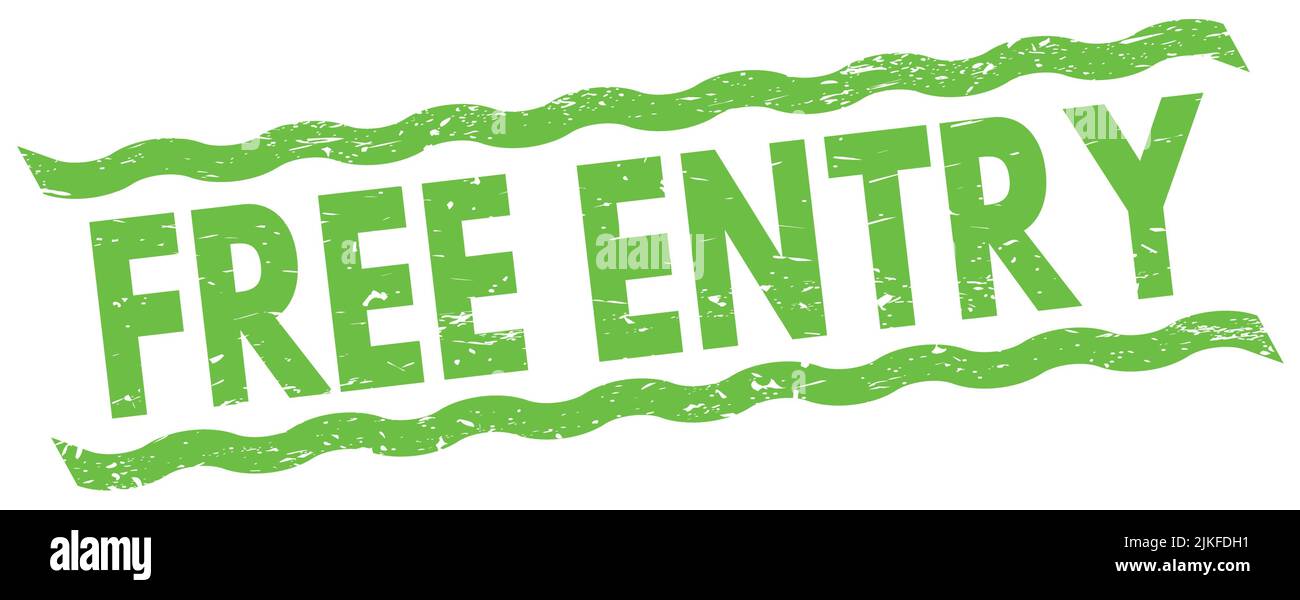 FREE ENTRY text written on green lines stamp sign Stock Photo - Alamy