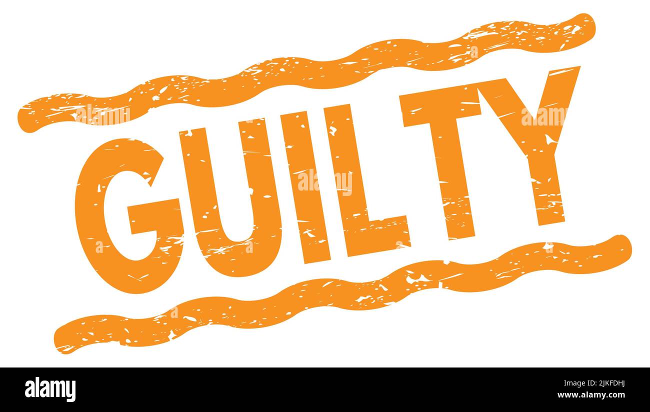 GUILTY text written on orange lines stamp sign Stock Photo - Alamy