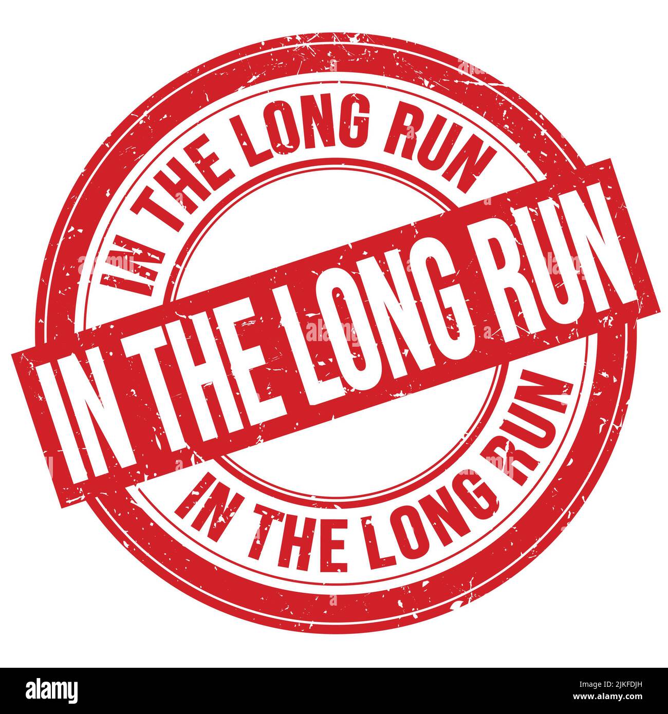 IN THE LONG RUN text written on red round grungy stamp sign Stock Photo ...