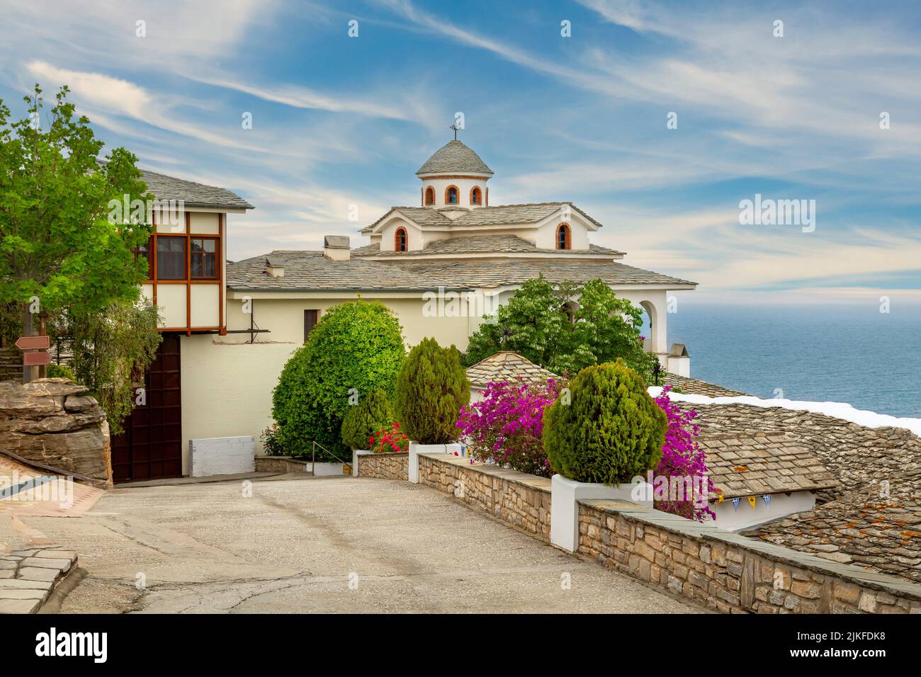 View of Monastery of Archangel Michael, Thassos island, Greece Stock ...