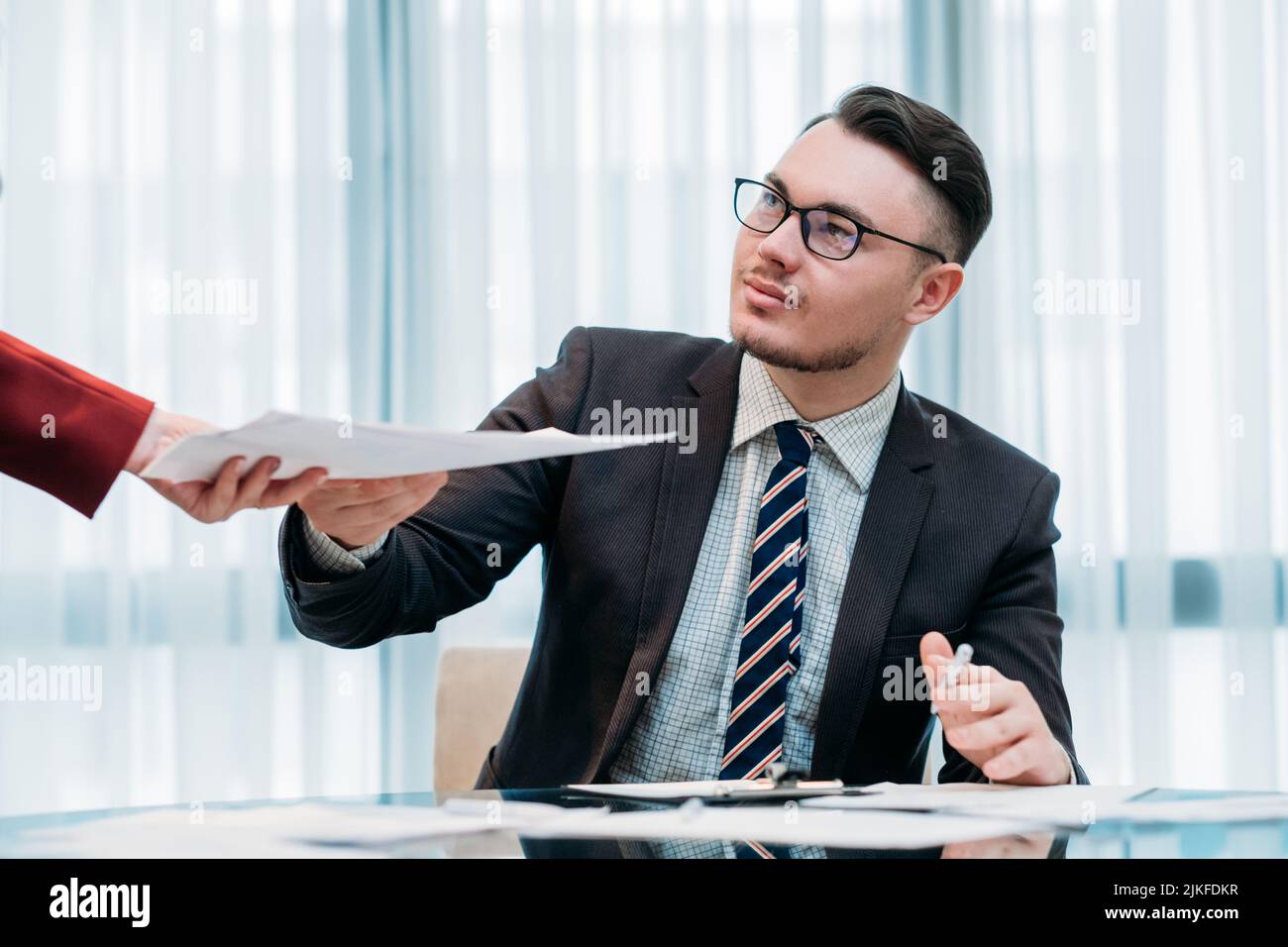 secretary profession assist boss office workspace Stock Photo - Alamy