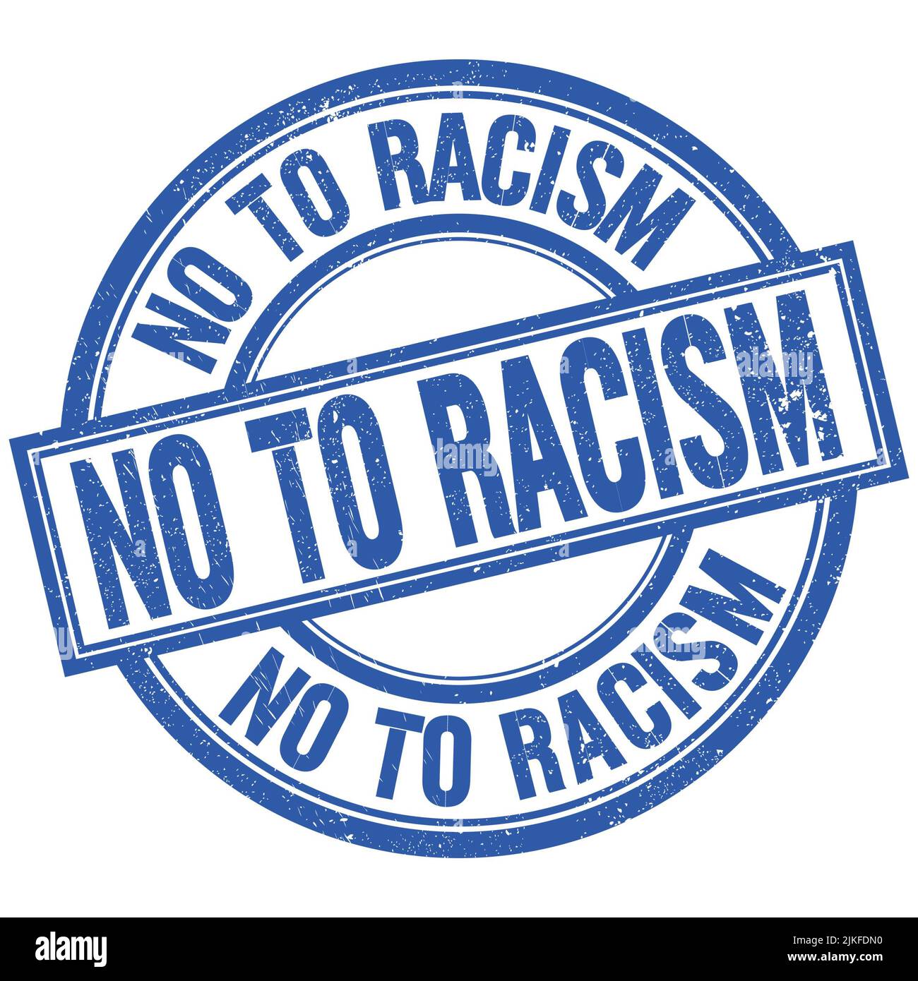 NO TO RACISM text written word on blue round stamp sign Stock Photo - Alamy