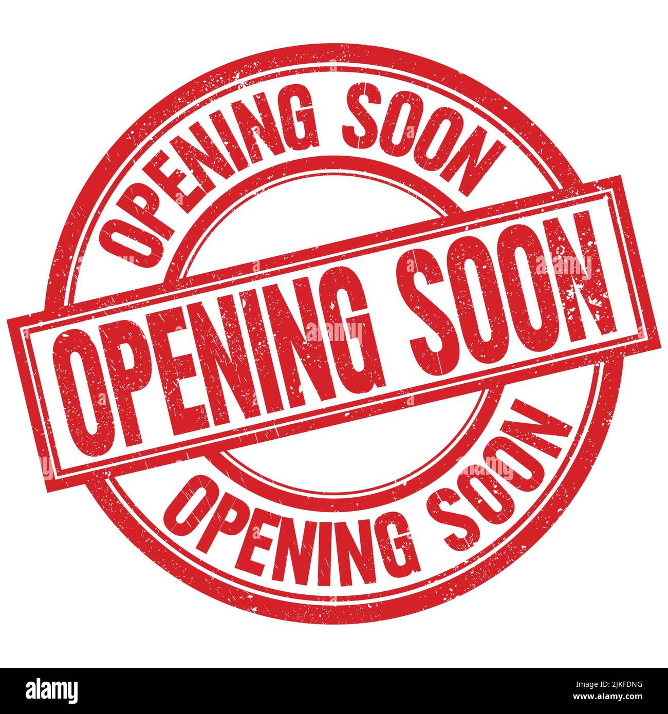 OPENING SOON text written word on red round stamp sign Stock Photo - Alamy