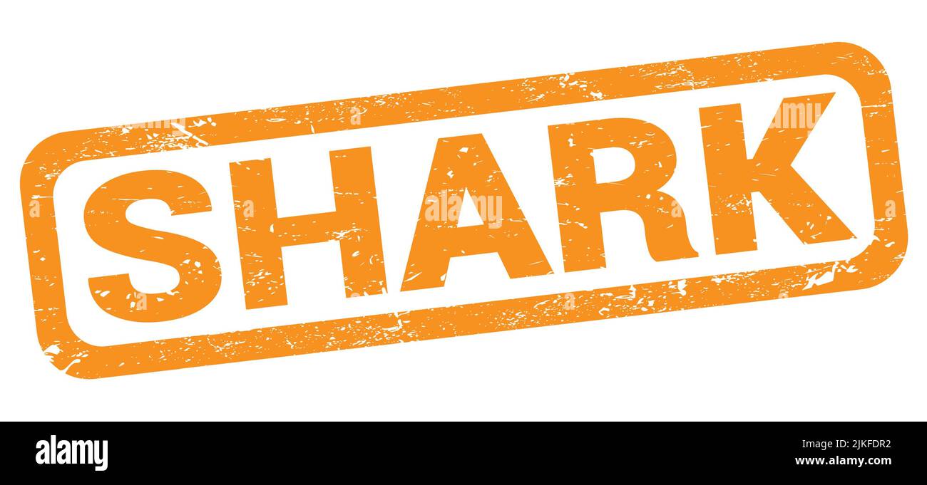 SHARK text written on orange rectangle stamp sign Stock Photo - Alamy