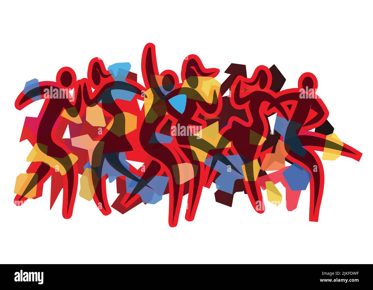 Dancing couples, modern dance. Expressive colorful illustration of ...