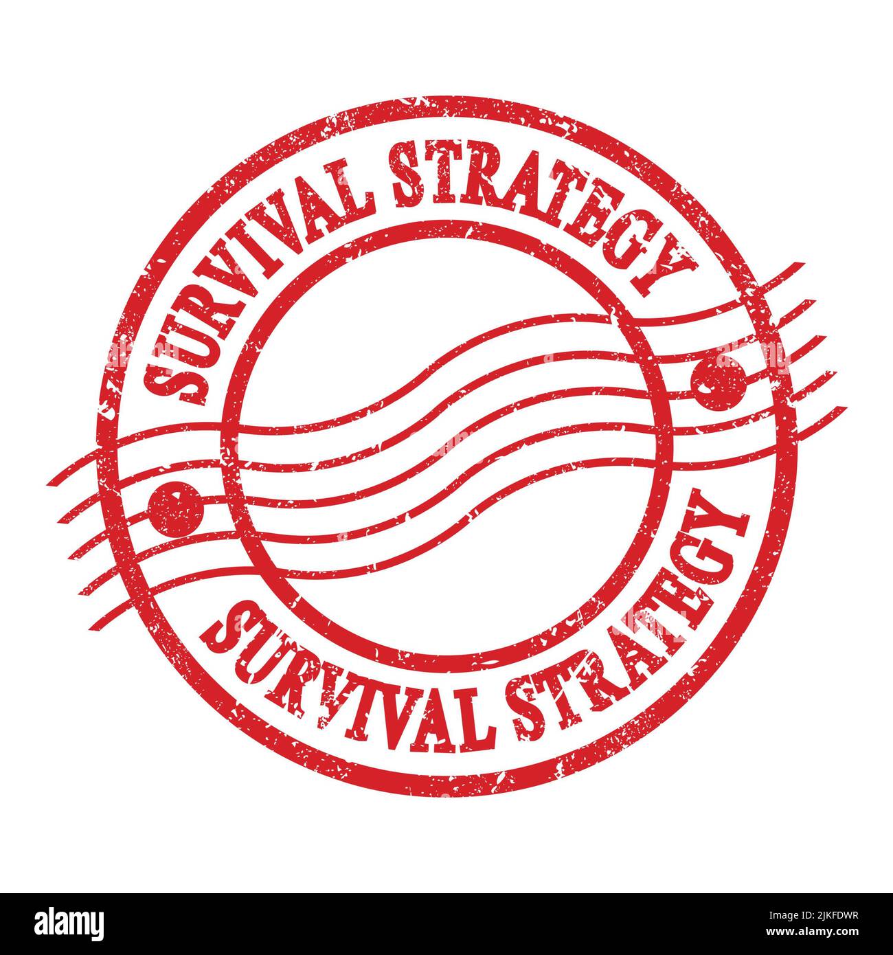 SURVIVAL STRATEGY, text written on red grungy postal stamp Stock Photo ...