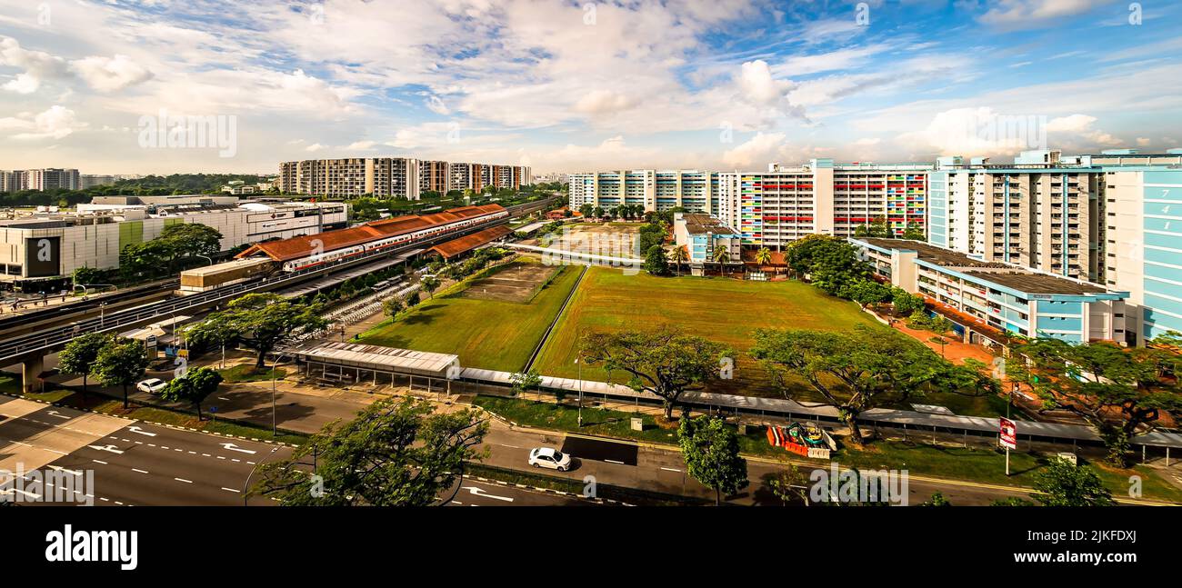 Panorama view of HDB flats around Yishun MRT Station and North Point ...